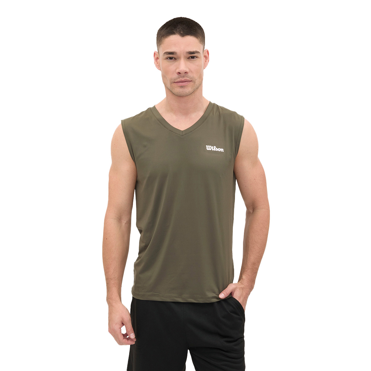Playera Wilson Ultra Ligera Sin Manga Cuello en V para Hombre