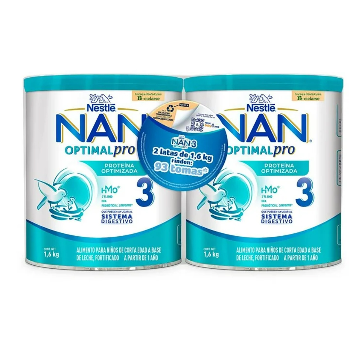 Fórmula Infantil Nan Optimal Pro Etapa 3, 1.6kg 2pz