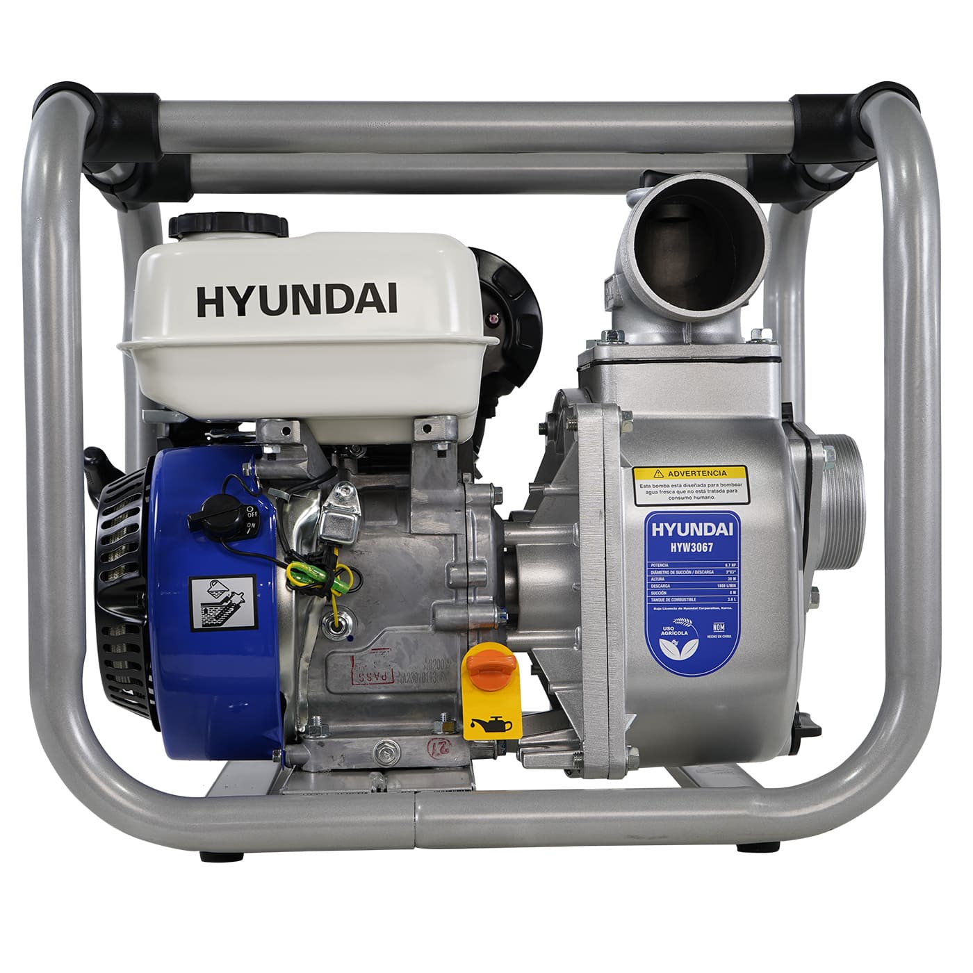 MOTOBOMBA AUTOCEBANTE PROFESIONAL HYUNDAI 6.7 HP 3X3 PULGADAS 4 TIEMPOS - HYW3067