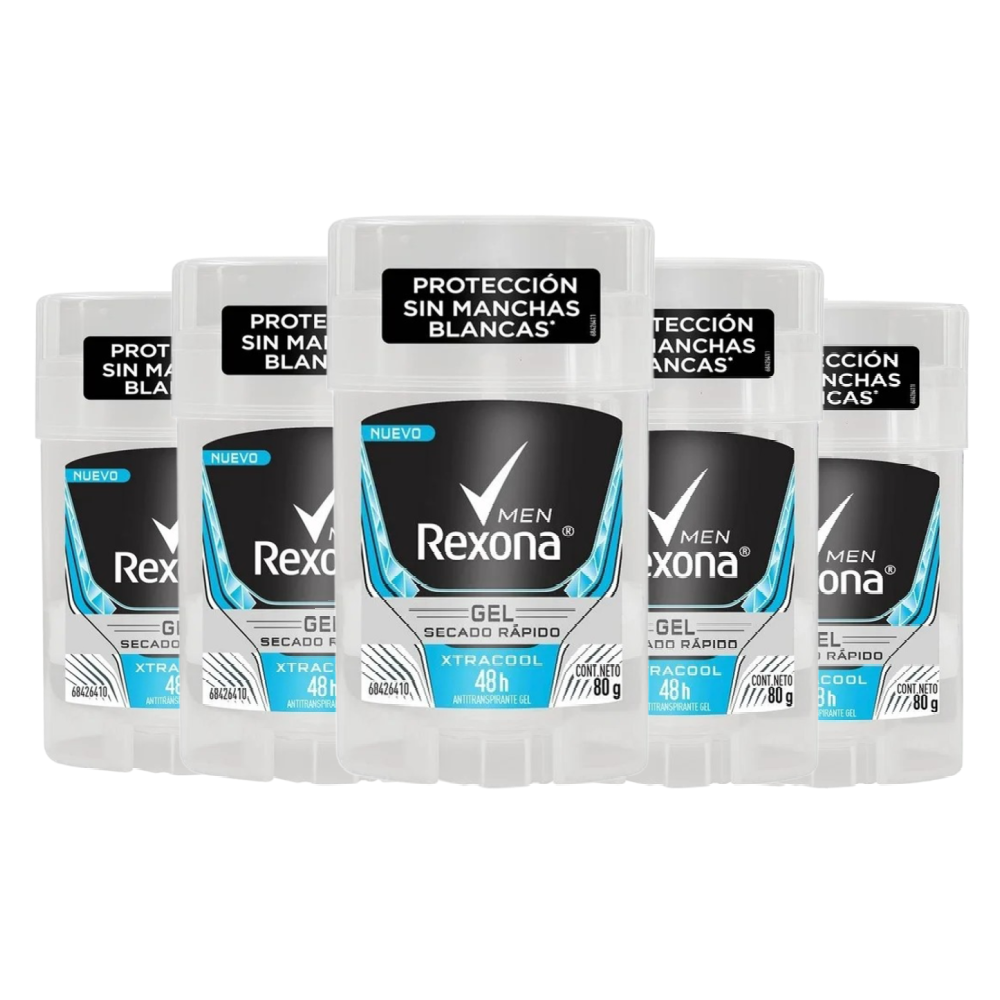 Desodorante en Gel Rexona Xtracool Hombre, Pack de 5, Secado Rapido y ...