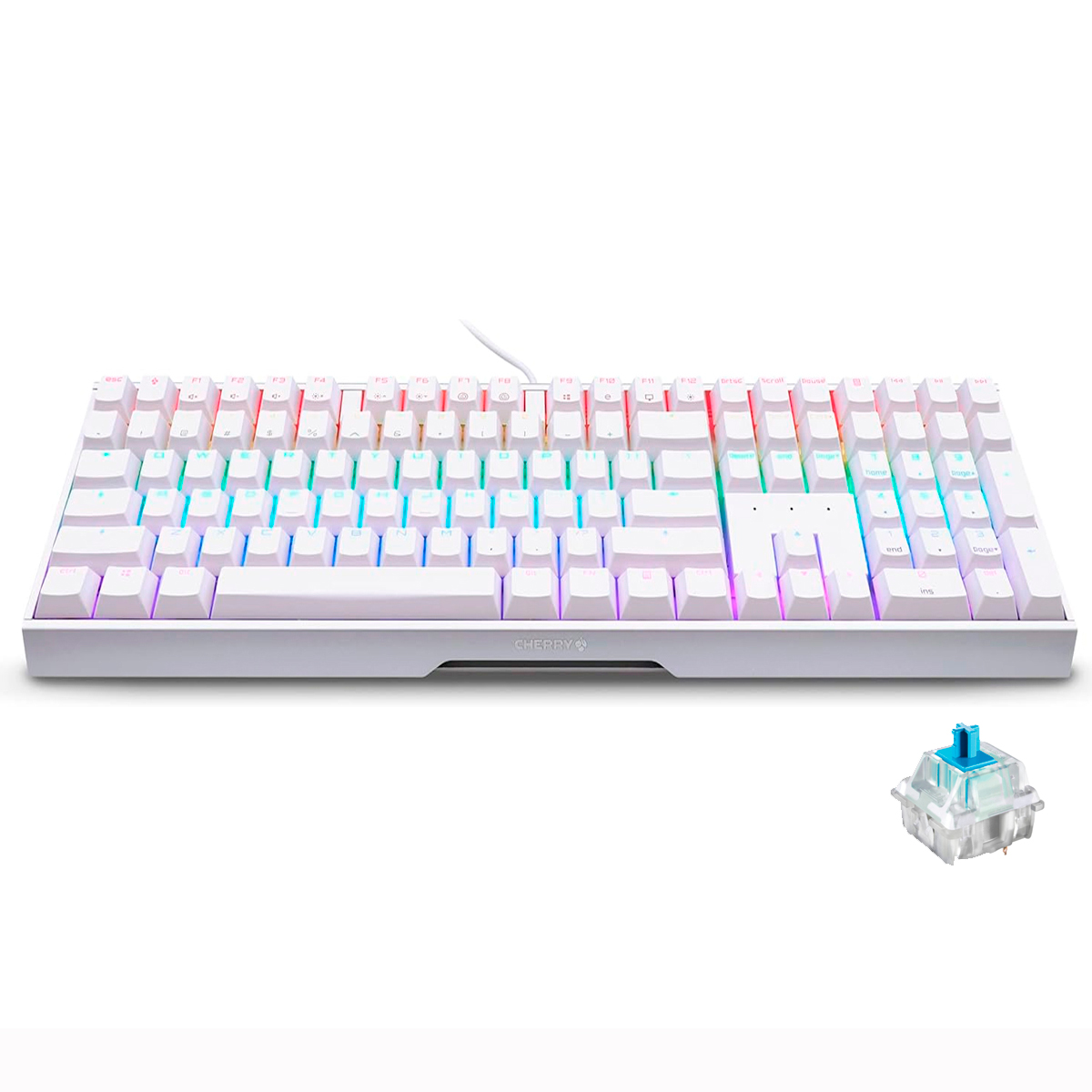 Teclado Mecanico Gamer RGB Cherry MX 3.0S alámbrico Compacto Blanco con ...