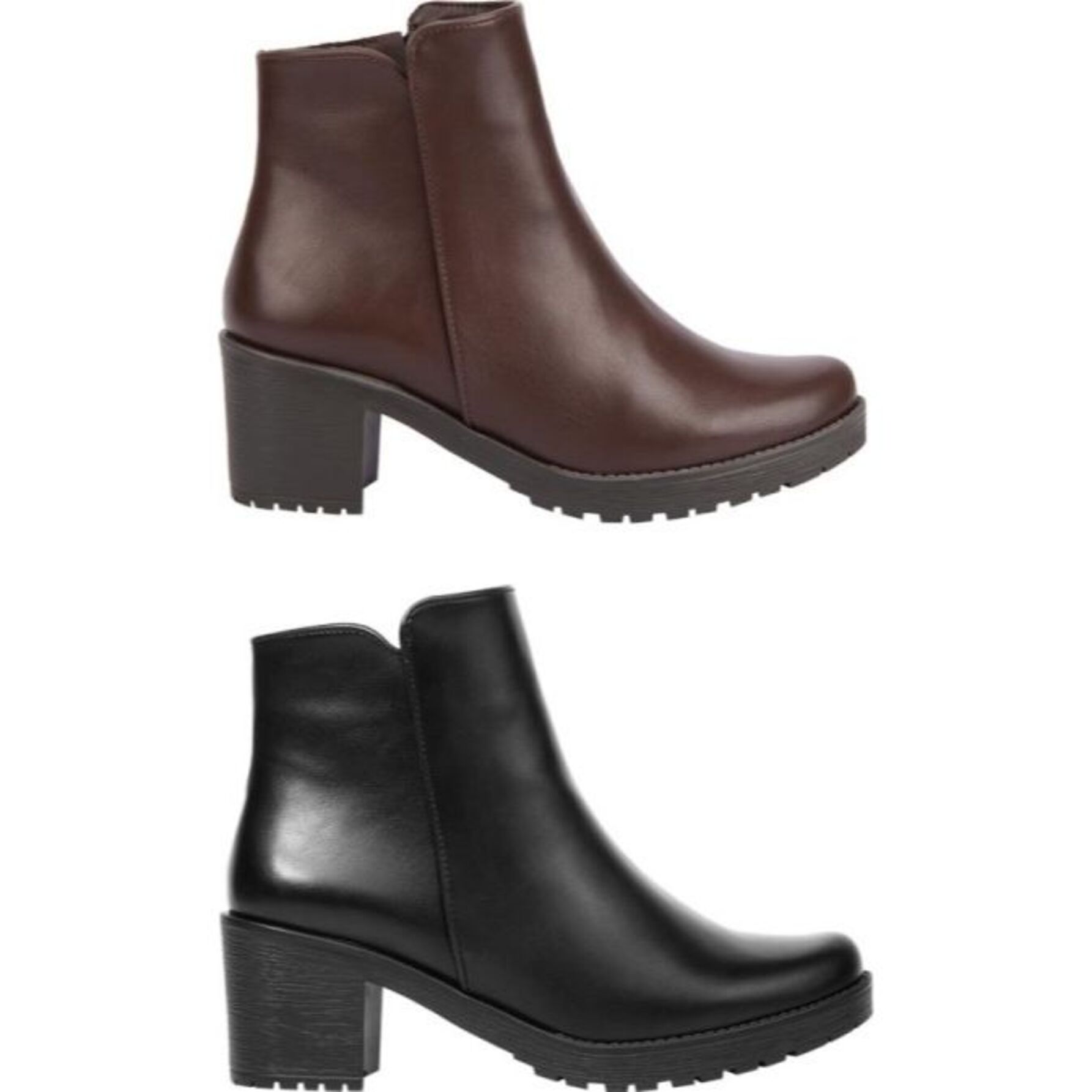 Kit de 2 pares de botas, de tipo casual, con tacón medio, punta redonda ...