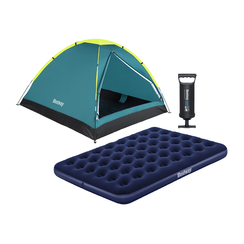 Super bundle para acampar Tienda para 3 Colchon y Bomba manual