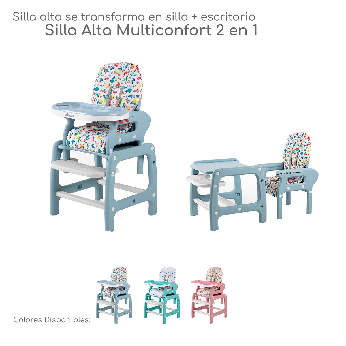 Periquera para Bebe Silla Alta para Comer Escritorio MSI - Azul