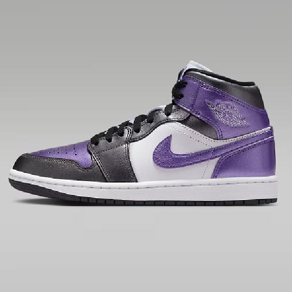 Tenis Air Jordan 1 Mid SE Blanco/negro/morado Mujer Tallas #22 al #27