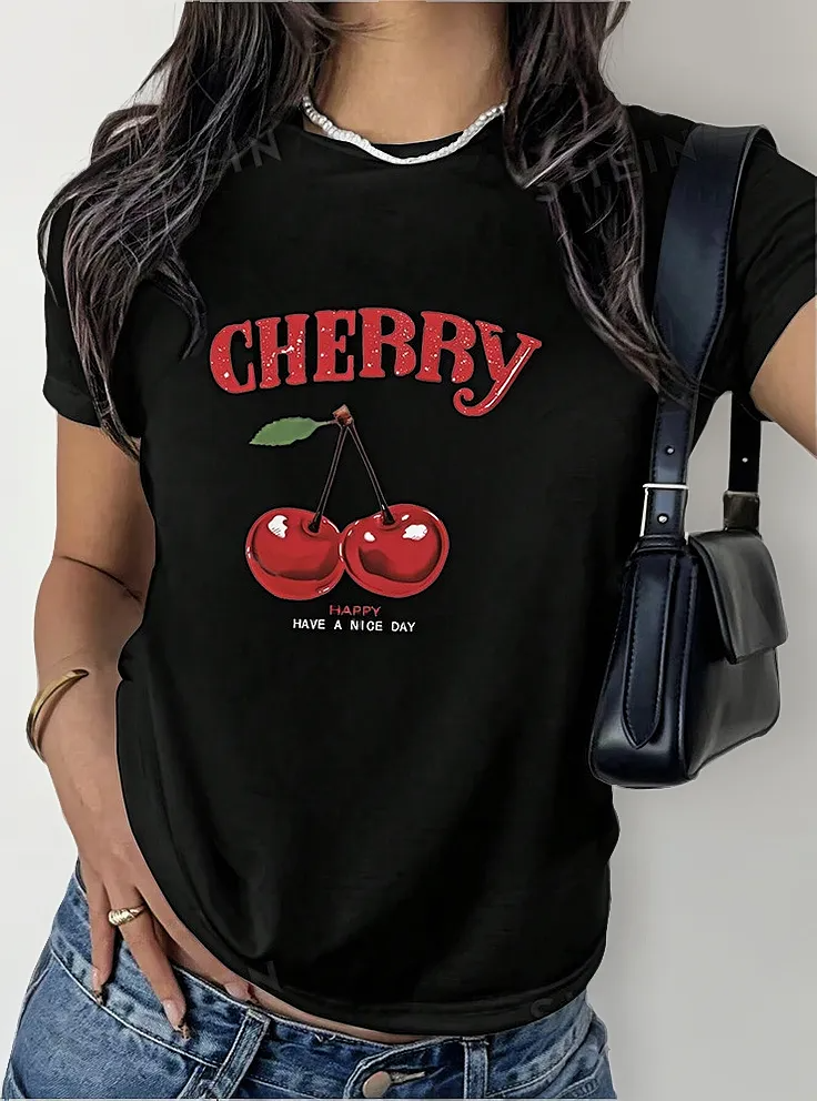 Playeras De Mujer Moda Estampada Manga Corta Slim Fit Suave