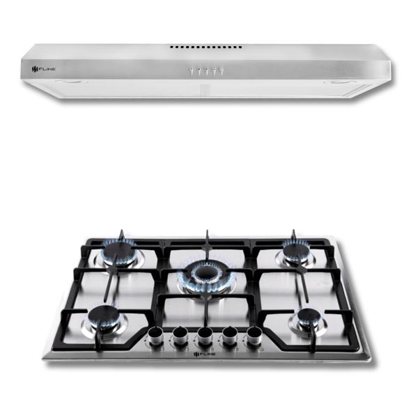 Combo parrilla de gas y campana extractora 80 cm | gabinete | acero ...