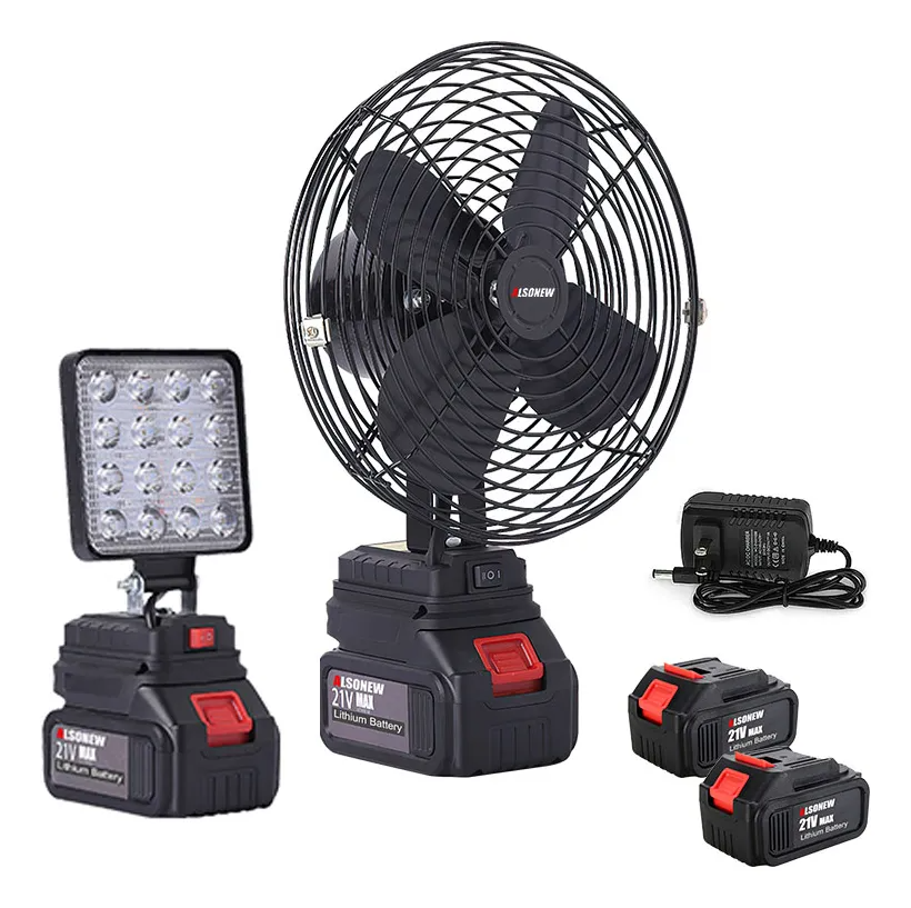 Ventilador Recargable Inalámbrico De 48v * 2 Batería Con Luz