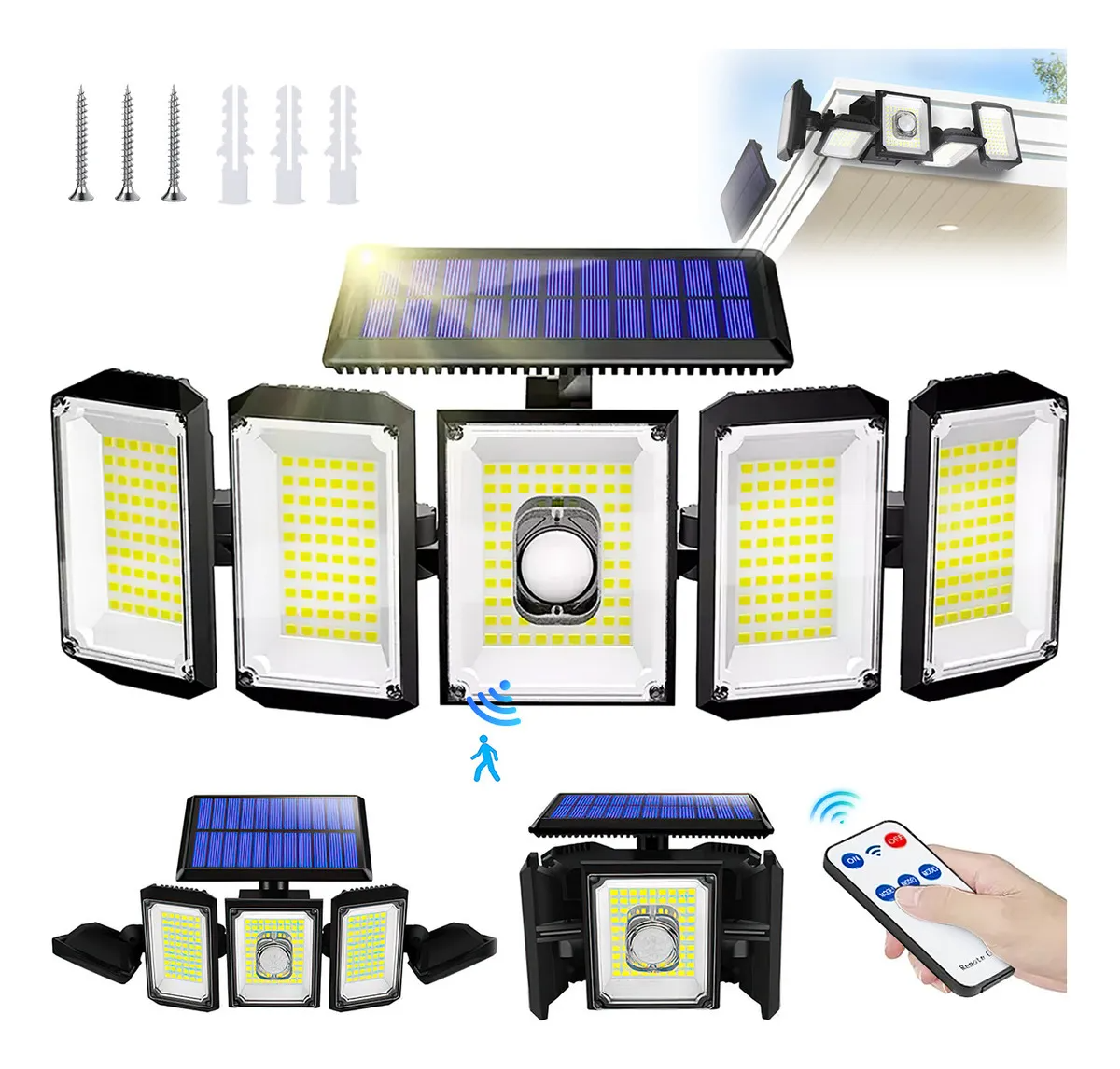 Lampara Solar Exterior,300 Led Luces Solares, 3 Modos Luz Led Solar ...