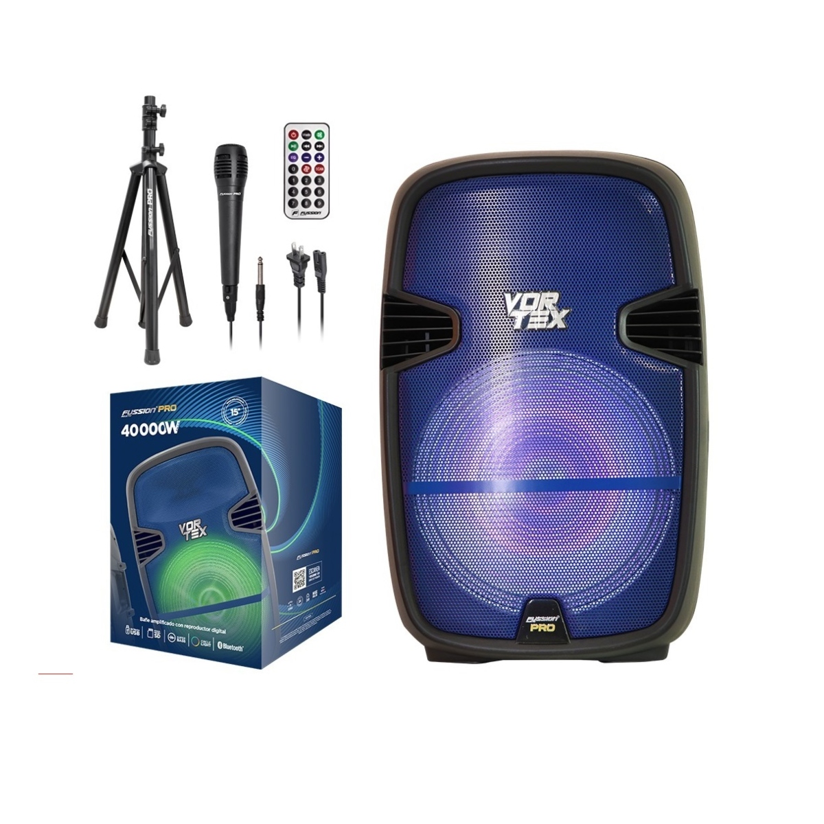 Bafle Amplificado Fussion PBS-1004B 15" Vortex 25,000W P.M.P.O Azul ENDY12
