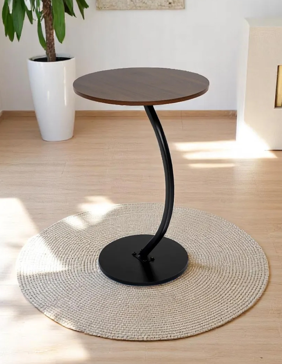 Mesa Centro Minimalista Auxiliar Circular Sala Moderna Marron Cocina ...