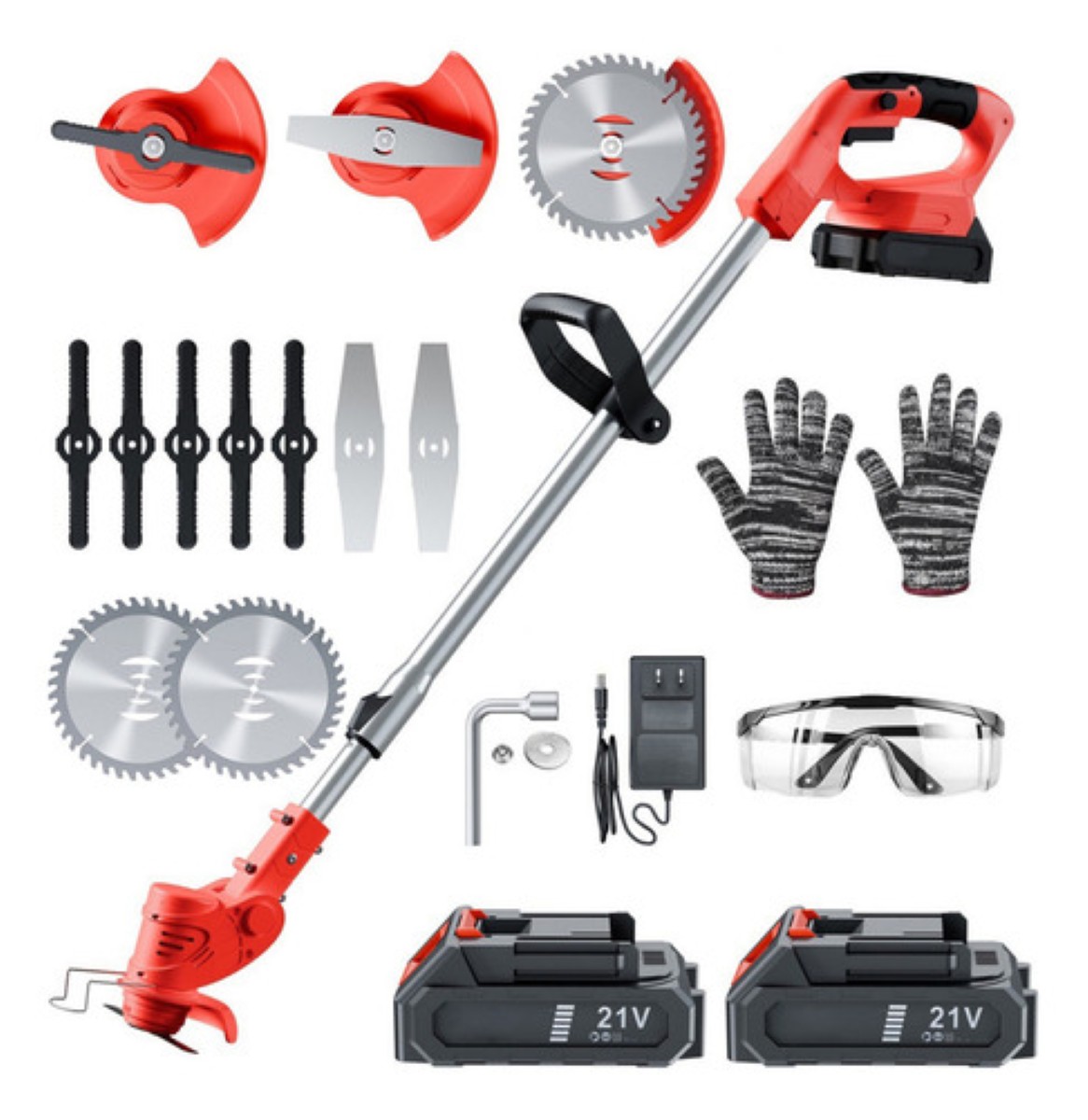 Desbrozadora Eléctrica Inalámbrica Podadora Pasto 2 Baterías roja