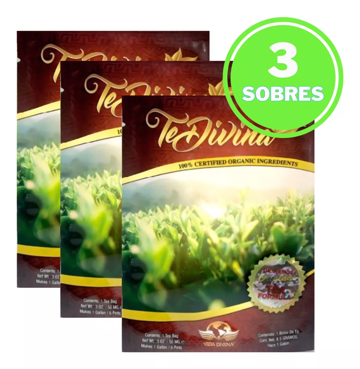 Té Divina Original 3 Sobres – Detox 3 Semanas con 12 Hierbas Naturales ...